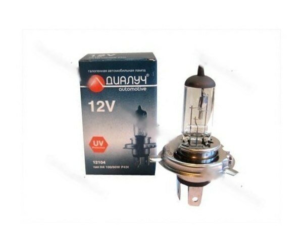 Лампа галоген 12V H4 100/90W P43T Диалуч – повышенная мощность для фар