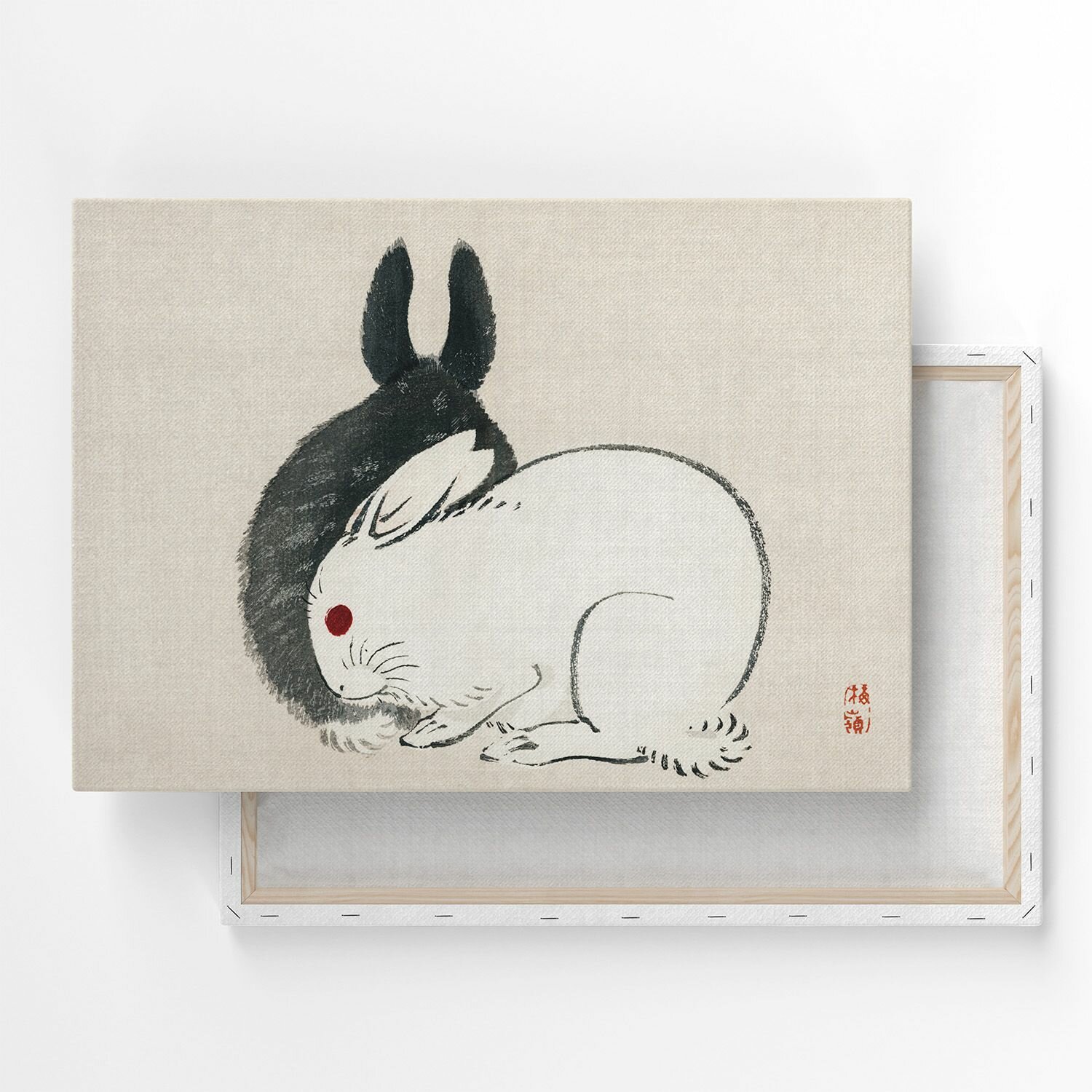 Картина на холсте, репродукция / Байрэй, Коно - Black and white rabbits / Размер 80 x 106 см