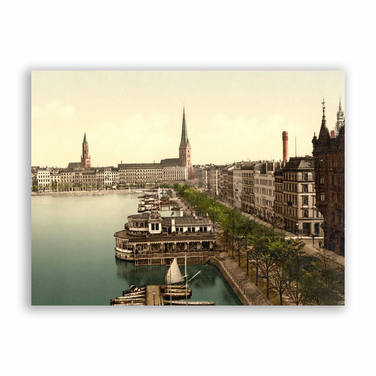 Постер, плакат на бумаге / The Alster Pavillon, Junfernsteig, Hamburg, Germany / Размер 80 x 106 см