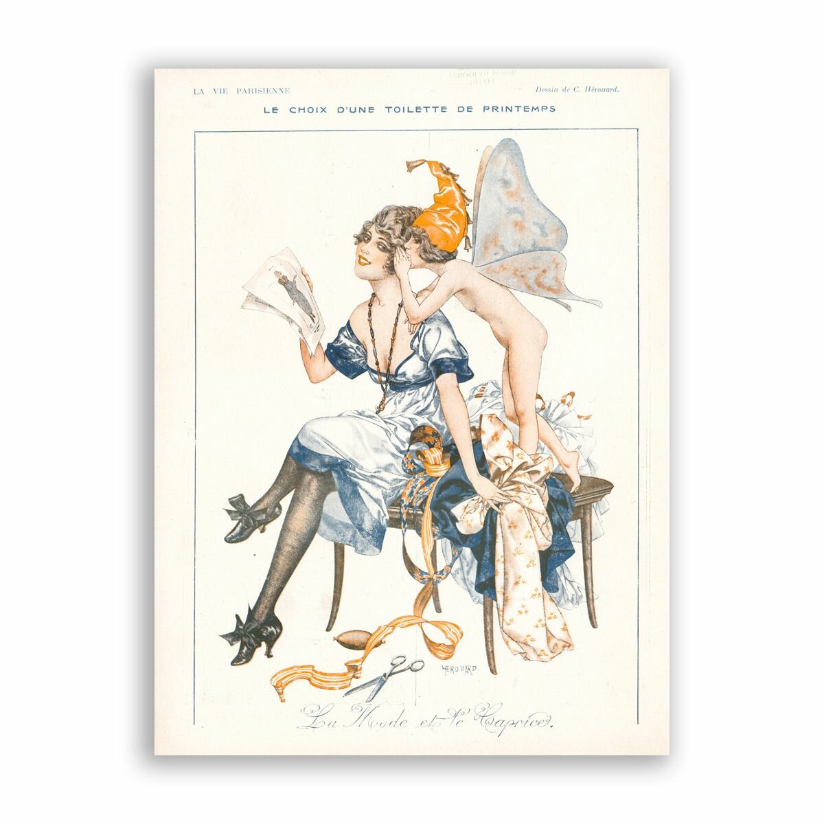 Постер на бумаге в стиле Пин-ап / La Vie Parisienne - Le Choix DUne Toilette de Printemps / Размер 40 x 53 см