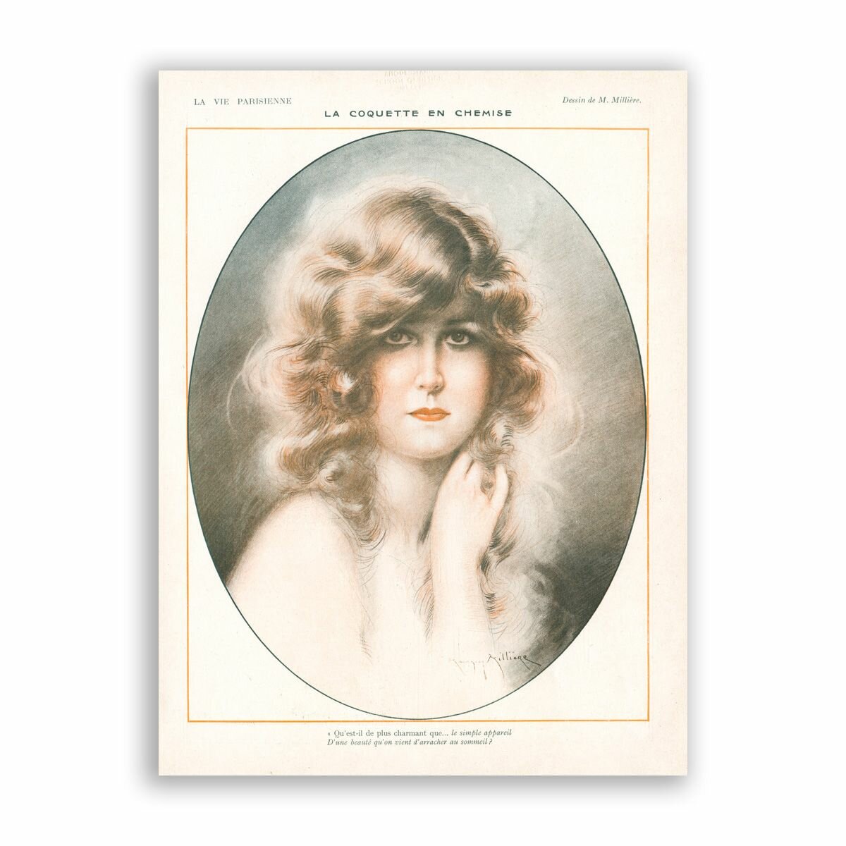Постер на бумаге в стиле Пин-ап / La Vie Parisienne - La Coquette en Chemise / Размер 60 x 80 см