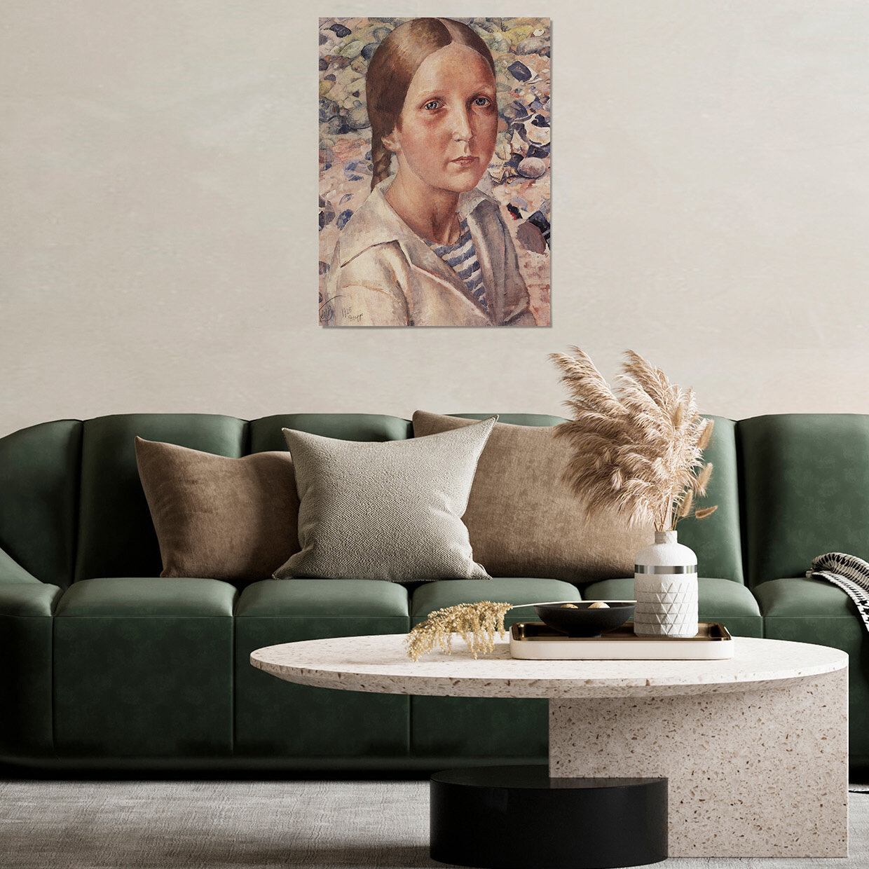 Картина на холсте, репродукция / Кузьма Петров-Водкин - Девочка на пляже / Размер 40 x 53 см