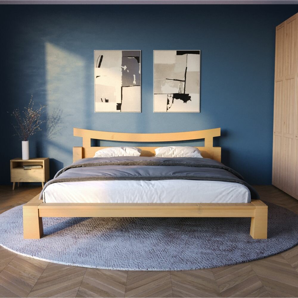 Кровать двуспальная массив 180x200 Йошико цвет Ольха