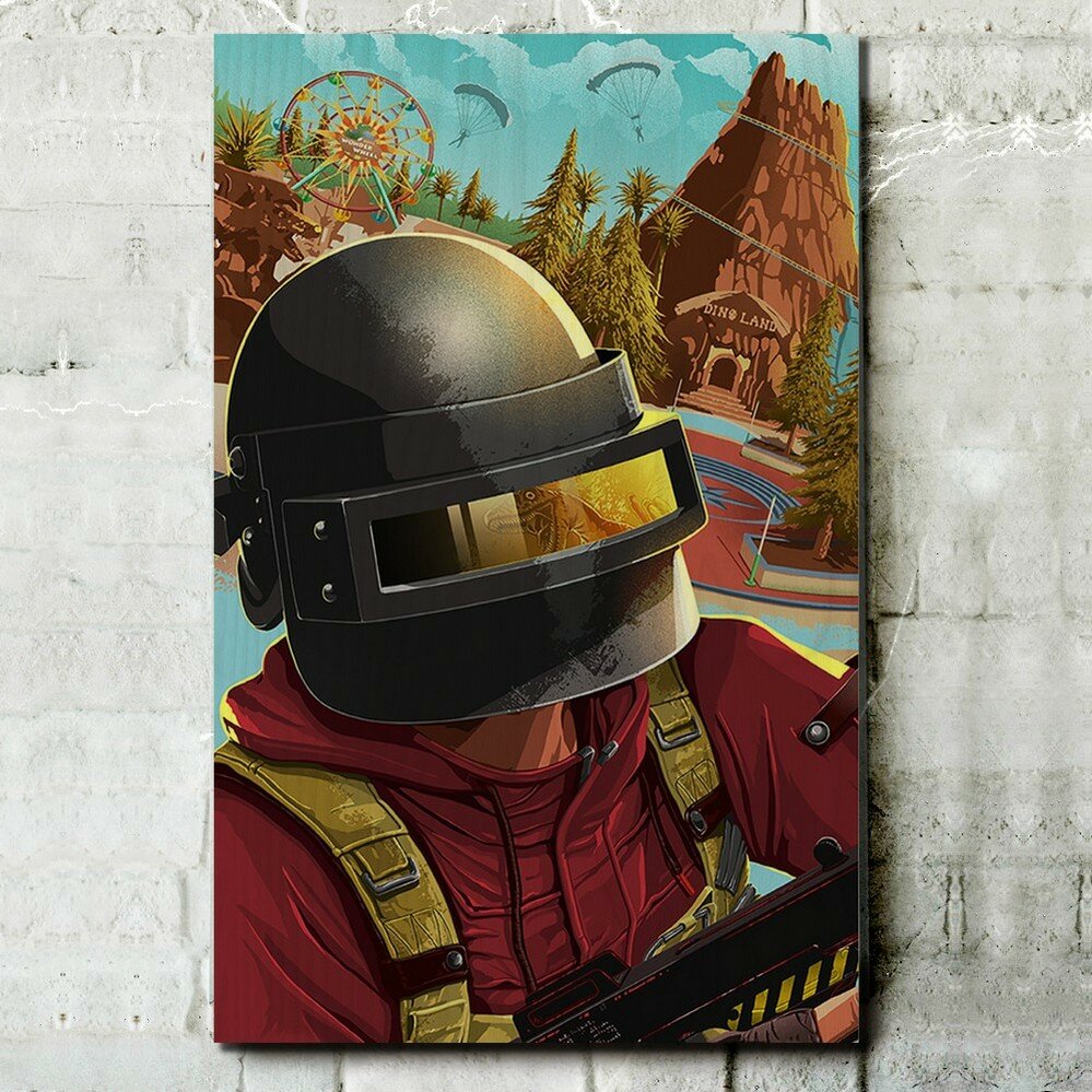 Картина интерьерная на дереве игра PUBG (пабг, PS, PC, XBOX, SWITCH) - 14341 В