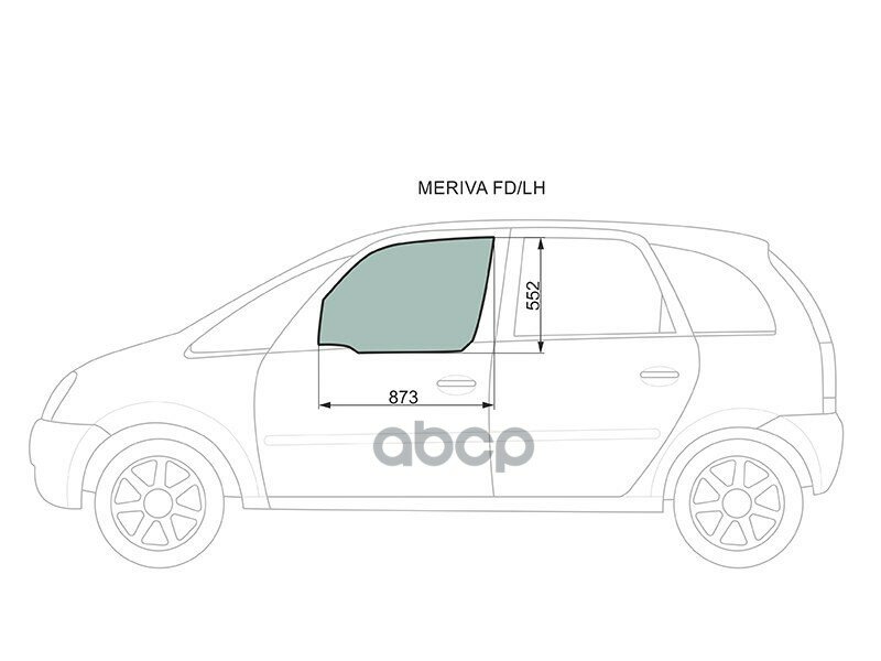 Стекло боковое опускное (Спереди/ Слева/ Цвет зеленый) Chevrolet Meriva 04-12 / Opel Meriva 03-10 XYG арт. MERIVAFDLH