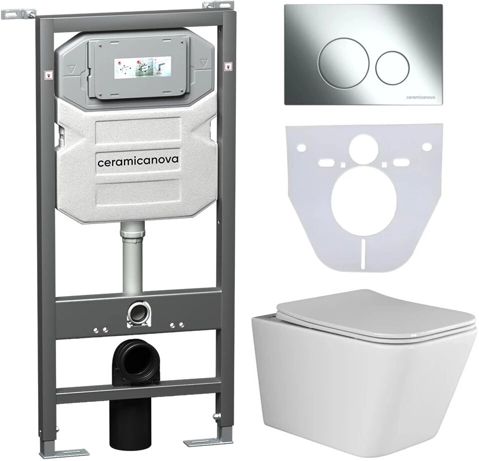 Комплект подвесной унитаз Ceramica Nova Metric CN3007 + система инсталляции Ceramica Nova Envision Round CN1001CH + CN1000