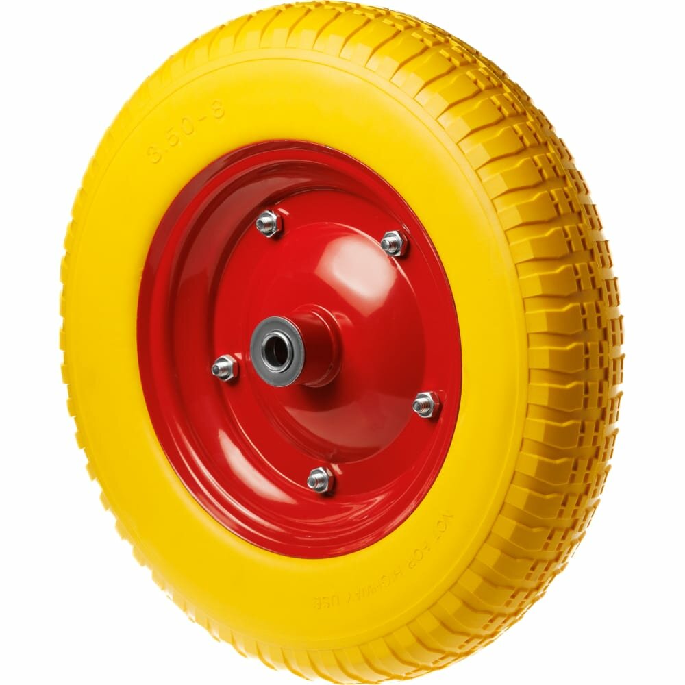 Полиуретановое бескамерное колесо для тачки / тележки (3.25/3.00-8, диаметр 360 мм, ось 16 мм, подшипник) А5 PU 2400-16 1000419