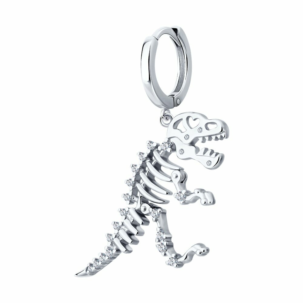 Моносерьга, серебро, 925 проба, фианит