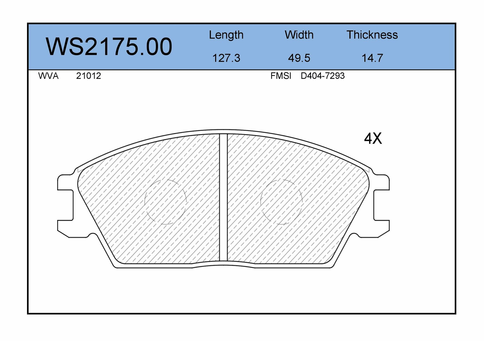 Колодки тормозные дисковые перед JEENICE WS2175.00