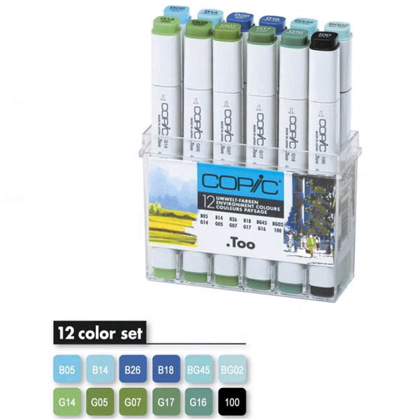 Набор маркеров "COPIC" (12 шт) пейзаж