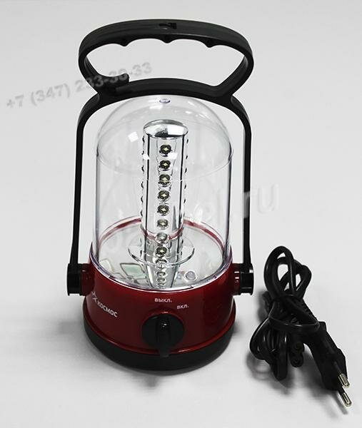Фонарь кемпинговый Космос 6010 LED (2 акк. 4V 0.9Ah) 32LED (350lm), красн./пластик, влагозащитны