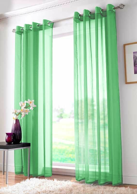 Тюль на люверсах на окна до 350 см - 2 шторы ( выс 280 см х шир 270 см ) арт - ТУ-В-Л-1 цвет зеленая