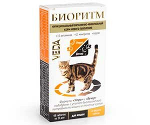 Витамины для кошек биоритм курица 48таб veda