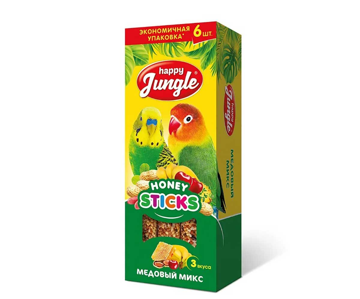 Лакомство палочки Happy Jungle для птиц микс 6шт 180г j216