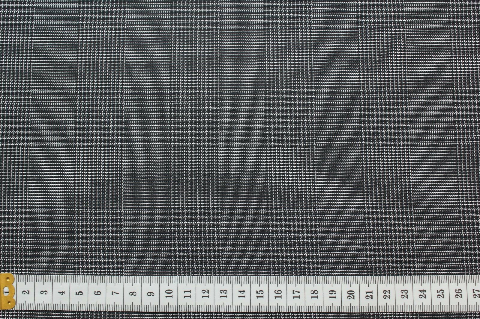 Ткань Хлопок стрейч чёрно-белая клетка 300г/мп, 300 г/пм, ш148см, 0,5 м