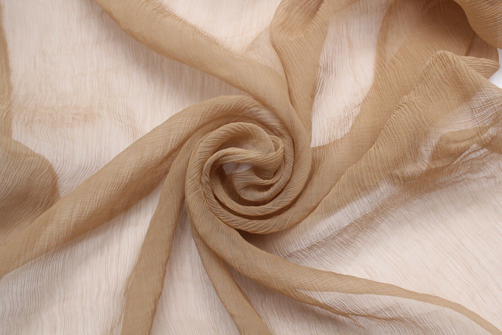 Ткань Шёлковый креш-шифон бежевого цвета, ш128см, 0,5 м