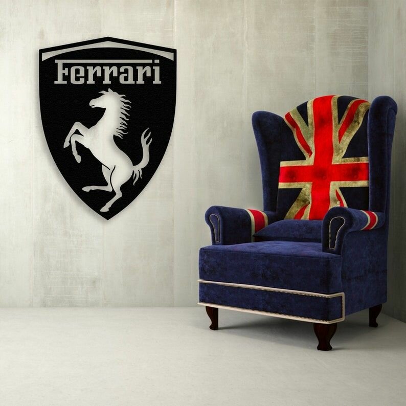 Декоративное металлическое панно, Знак Ferrari (черный цвет)