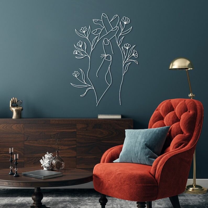 Декоративное панно деревянное, Две руки (белый цвет)