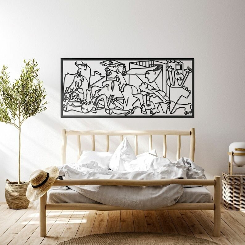 Декоративное панно деревянное, Картина Герника (черный цвет)