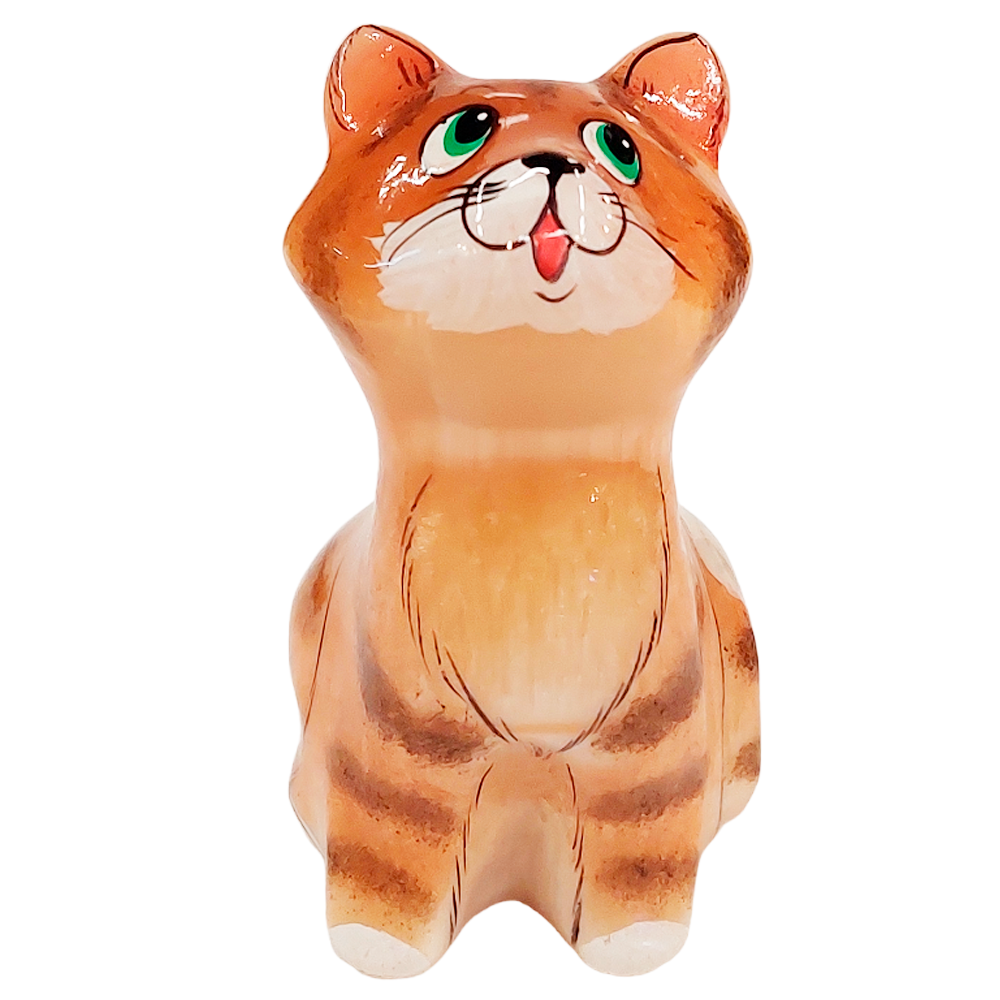 Фигурка из камня селенита "Кот Рыжик"