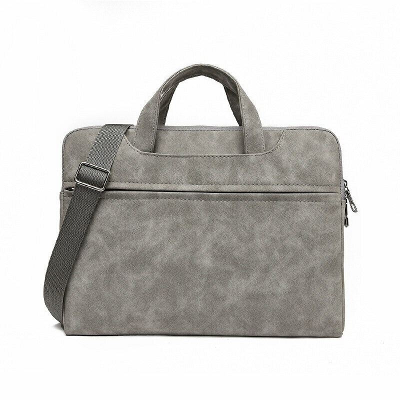 Сумка для ноутбука макбука 14-15 дюймов с плечевым ремнем, серая (MAXSVETSHOP)