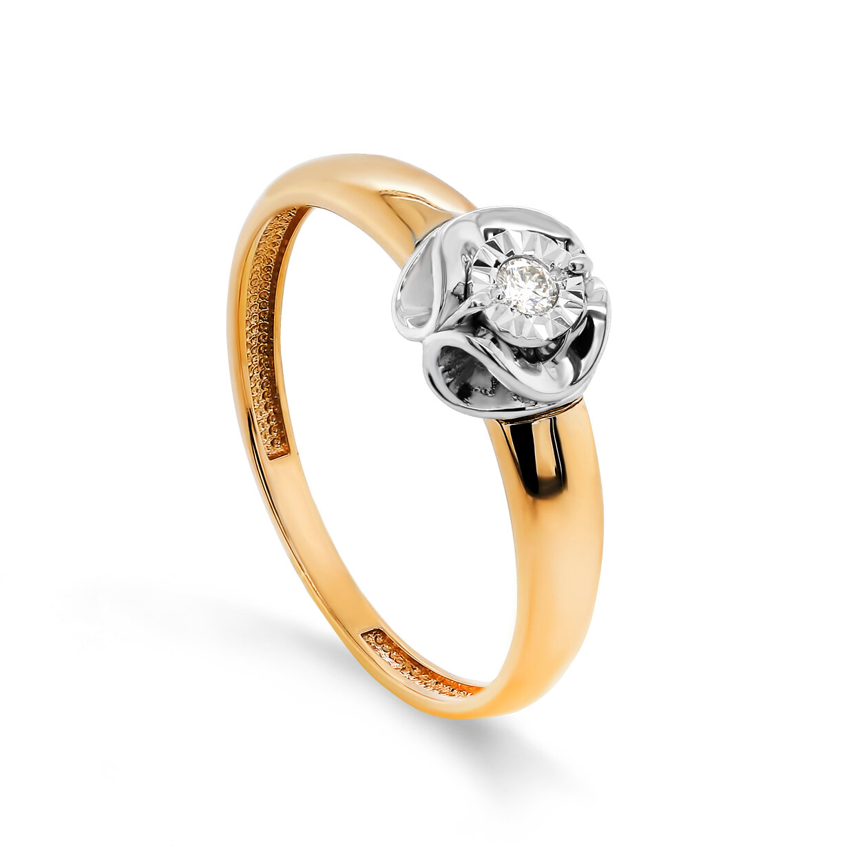 Кольцо, желтое золото, 585 проба, бриллиант