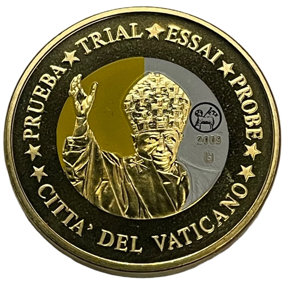 Ватикан 50 евроцентов 2009 г. (Всадник) Specimen (Проба) (Цветное покрытие)
