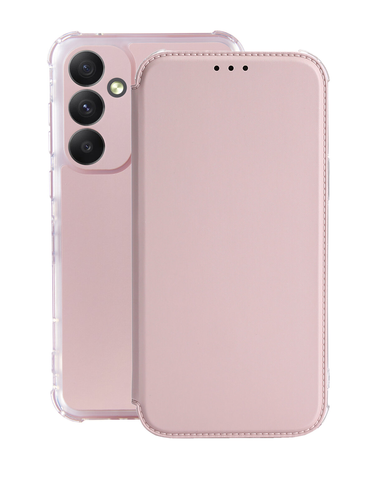 Чехол книжка на Samsung Galaxy S24 с противоударным бампером с усиленными углами на самсунг галакси с24 Розовый