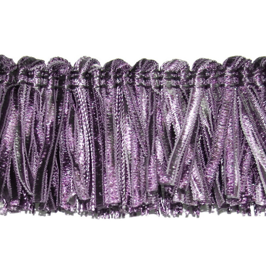 Бахрома 20 м декоративная комбинированная (нити и полоски), высота 5 см, цвет фиолетовый