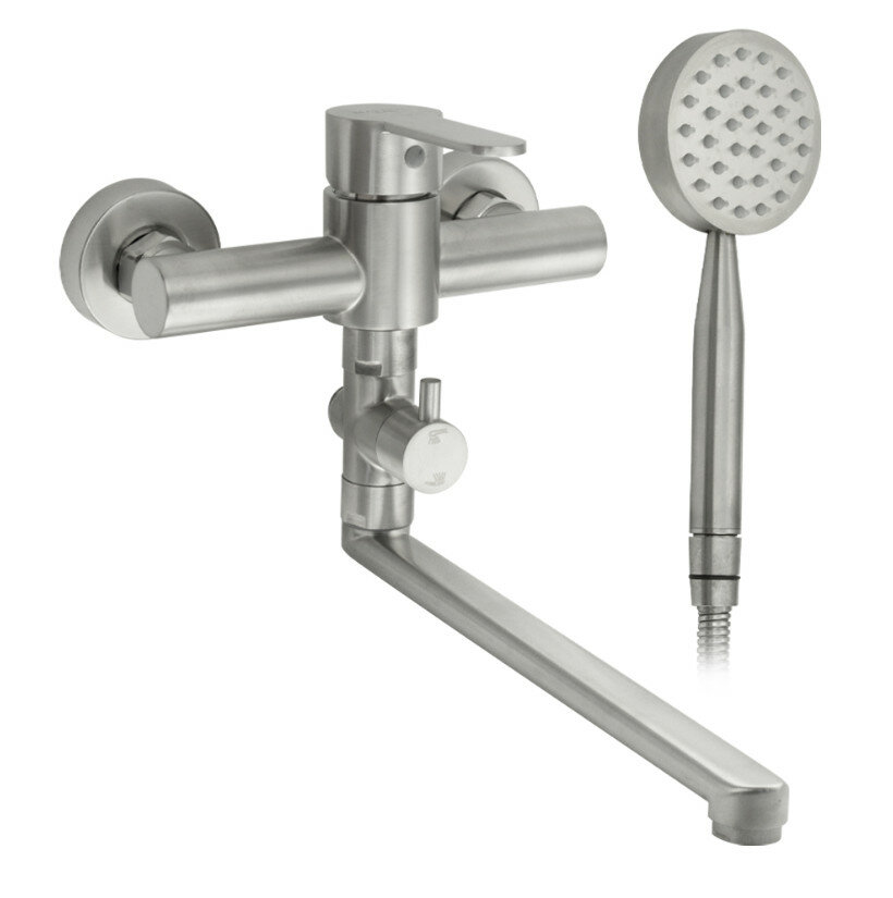 Смеситель в ванную MAGNUS 9228 сатин шаровый длинный излив