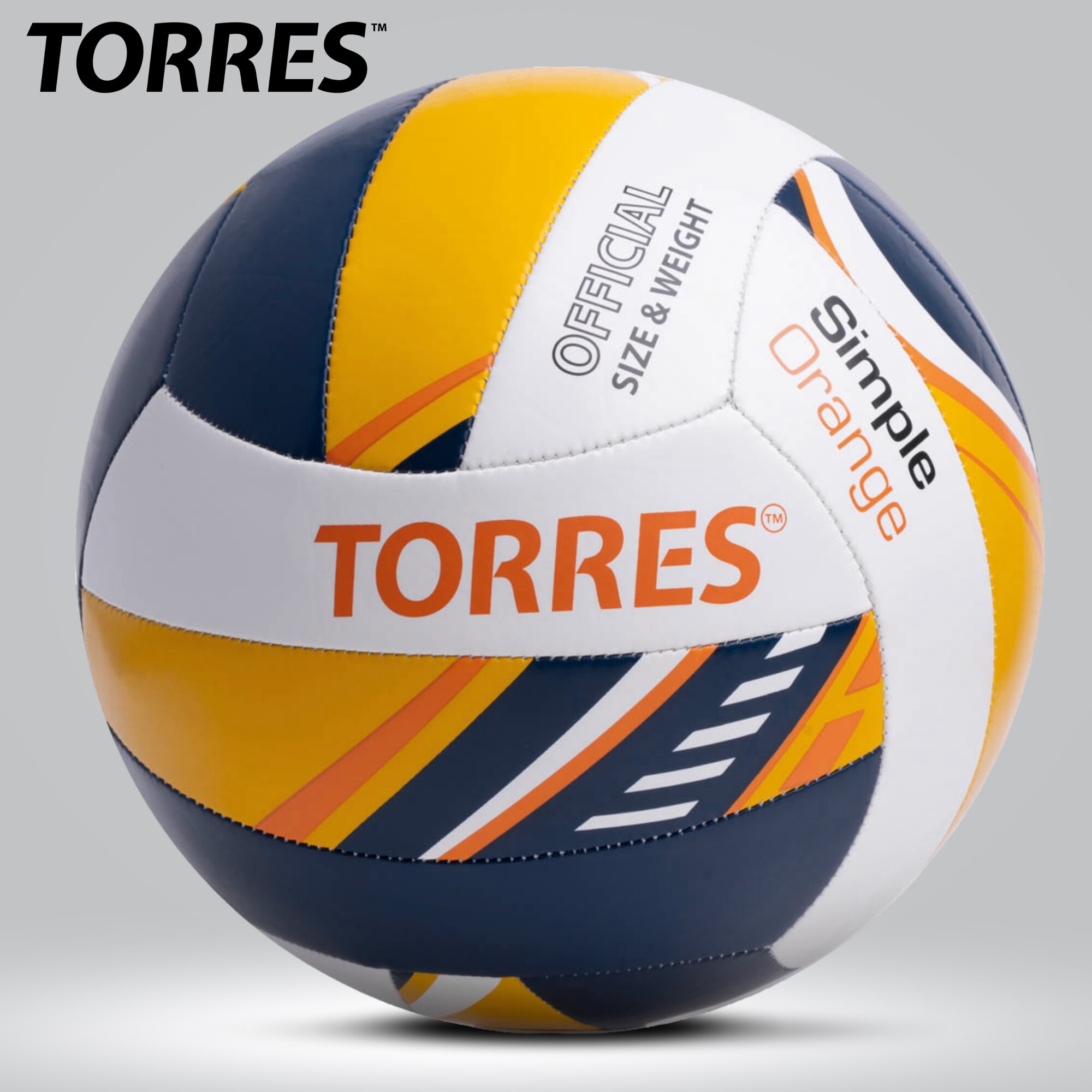 Мяч волейбольный TORRES Simple Orange V323125, размер 5, машинная сшивка