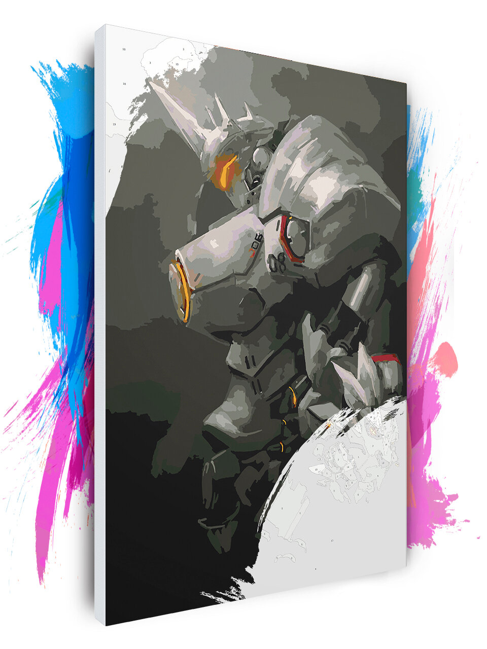 Картина по номерам на холсте Overwatch - Reinhardt В профиль, 100 х 150 см