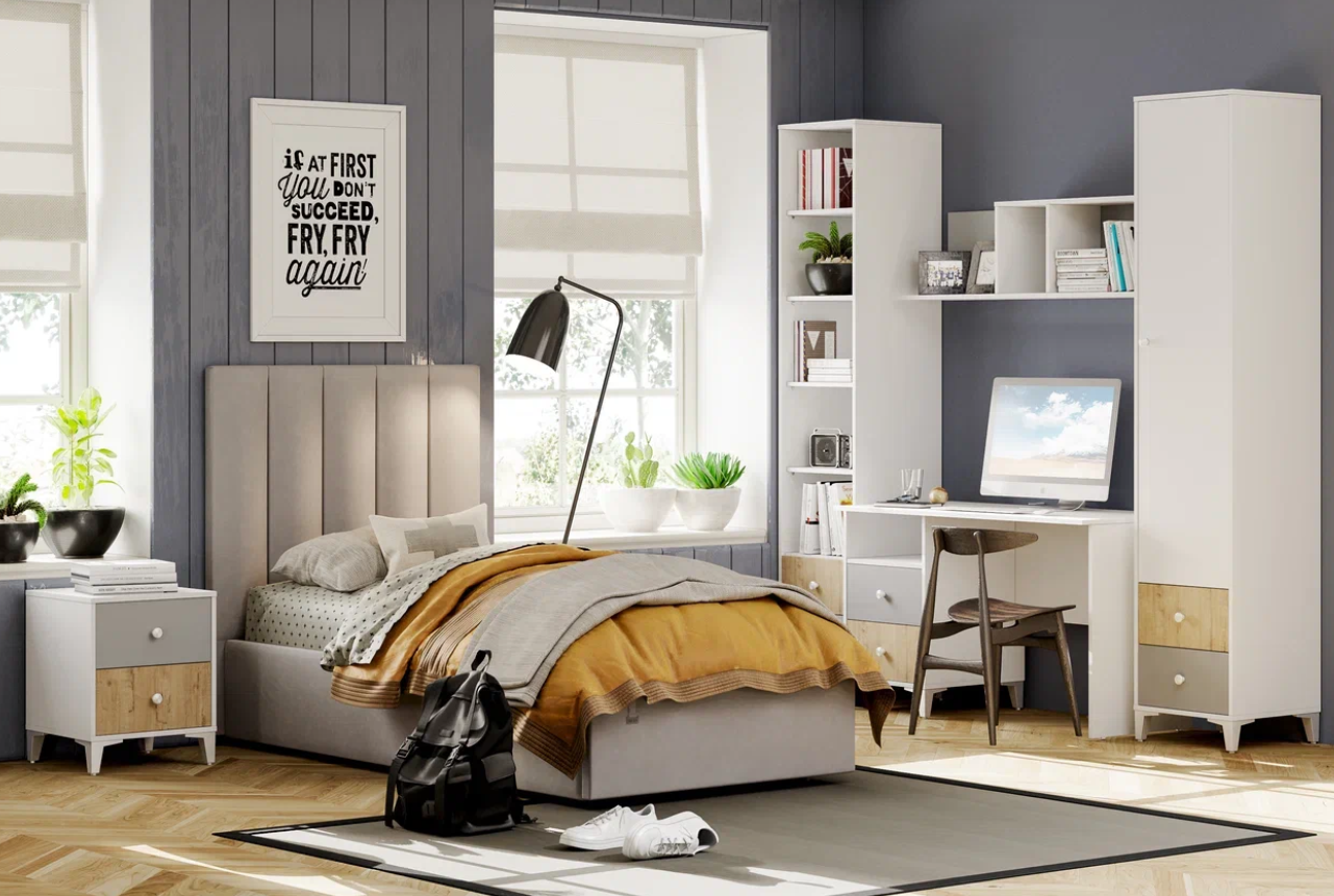 Детская Сильва Морти комплектация 1 Белый /дуб бунратти, серый