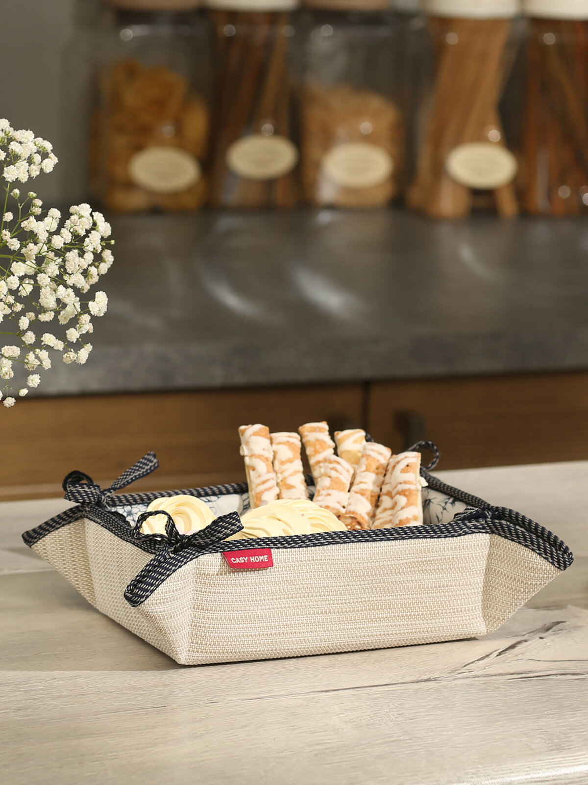 Хлебница Casy Home ВВ-022, полиэстер, светло-бежевая, 20x13x7 см