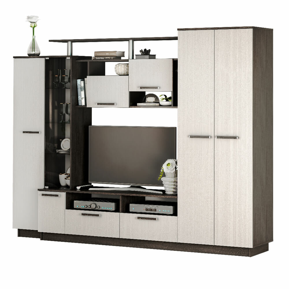 Гостиная стенка Вега для гостиной 250,0х192,0х46,0 см, венге/лоредо