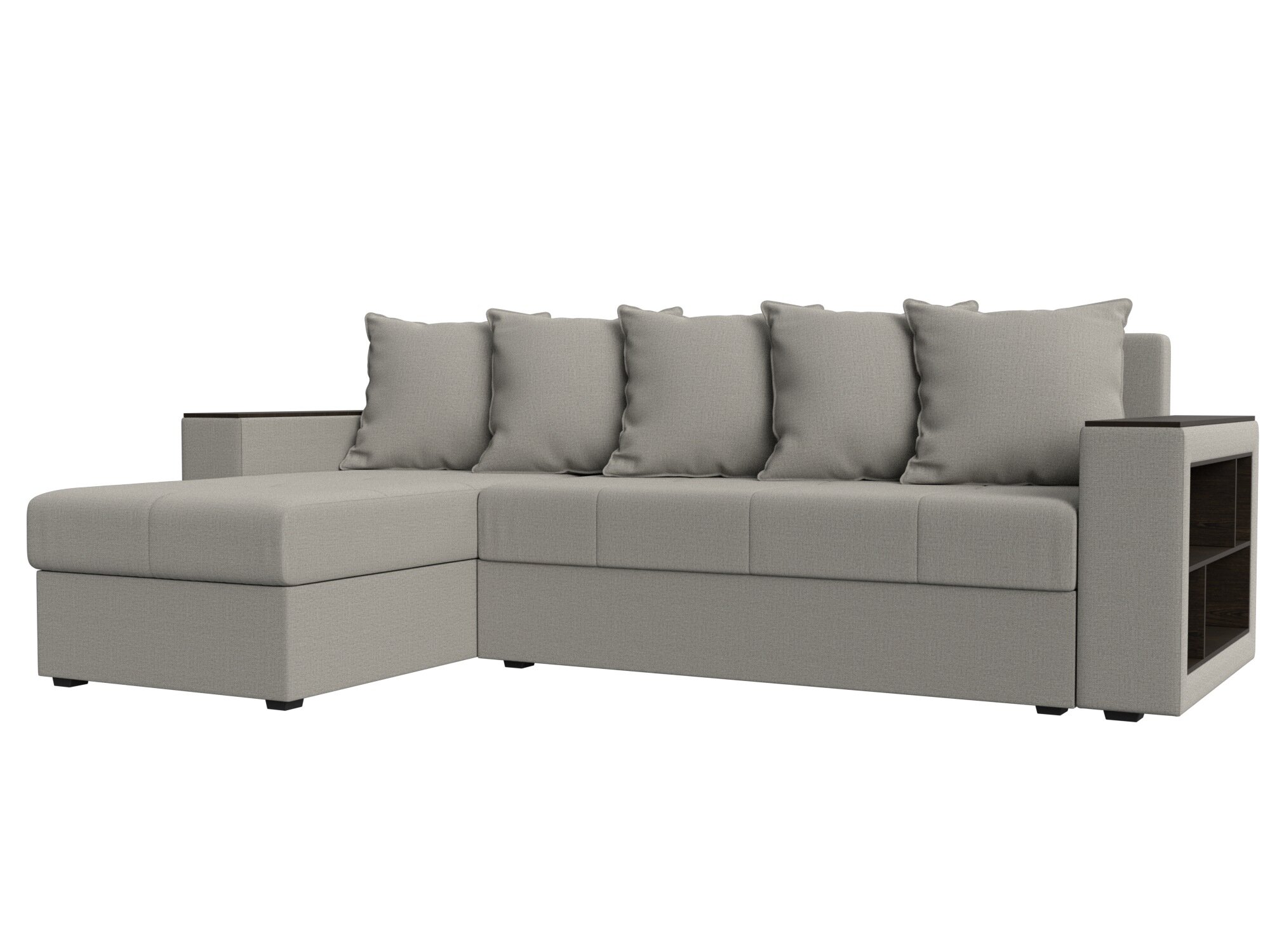 Диван угловой Дубай Лайт левый угол, рогожка Амур бежевый