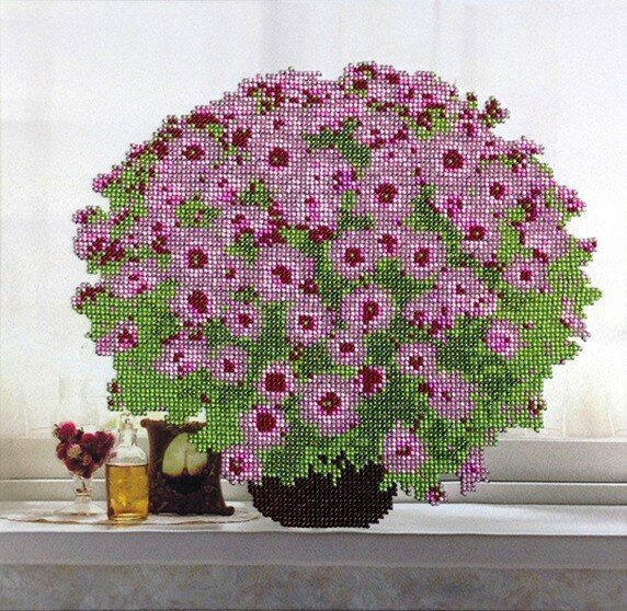 Набор для вышивания FeDi #КВ503 Хризантемы, Вышивка бисером, 31 х 31 см