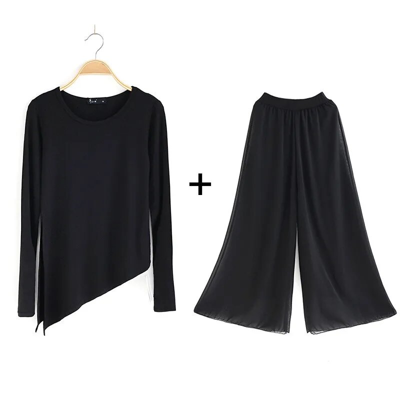 Cazpacha Танцевальный комплект из модала и полиэстера для женщин Черный, XXL, Black Black