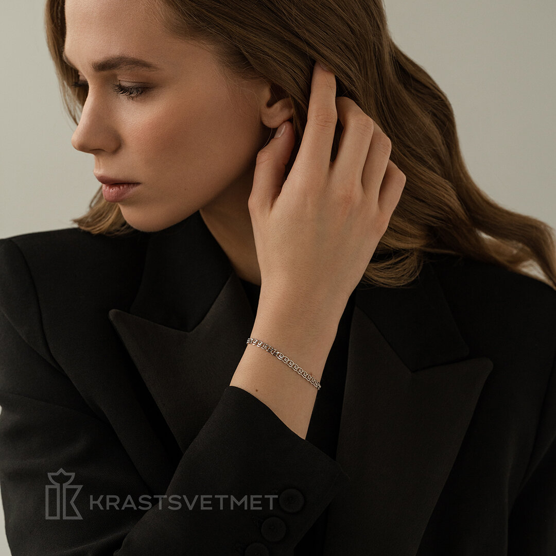 Браслет, серебро, 925 проба, родирование