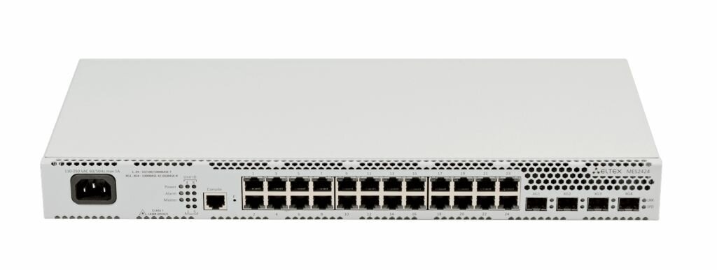 Коммутатор Eltex MES2424 Rev. B AC, L3, 24x1G RJ45, 4x10G SFP+, AC/DC, монтаж в стойку