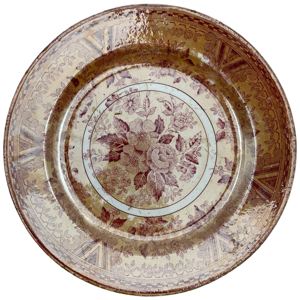 Тарелка "Букет", 23,5 см, 1892-1913 гг, Кузнецов, Бронницы, Российская Империя