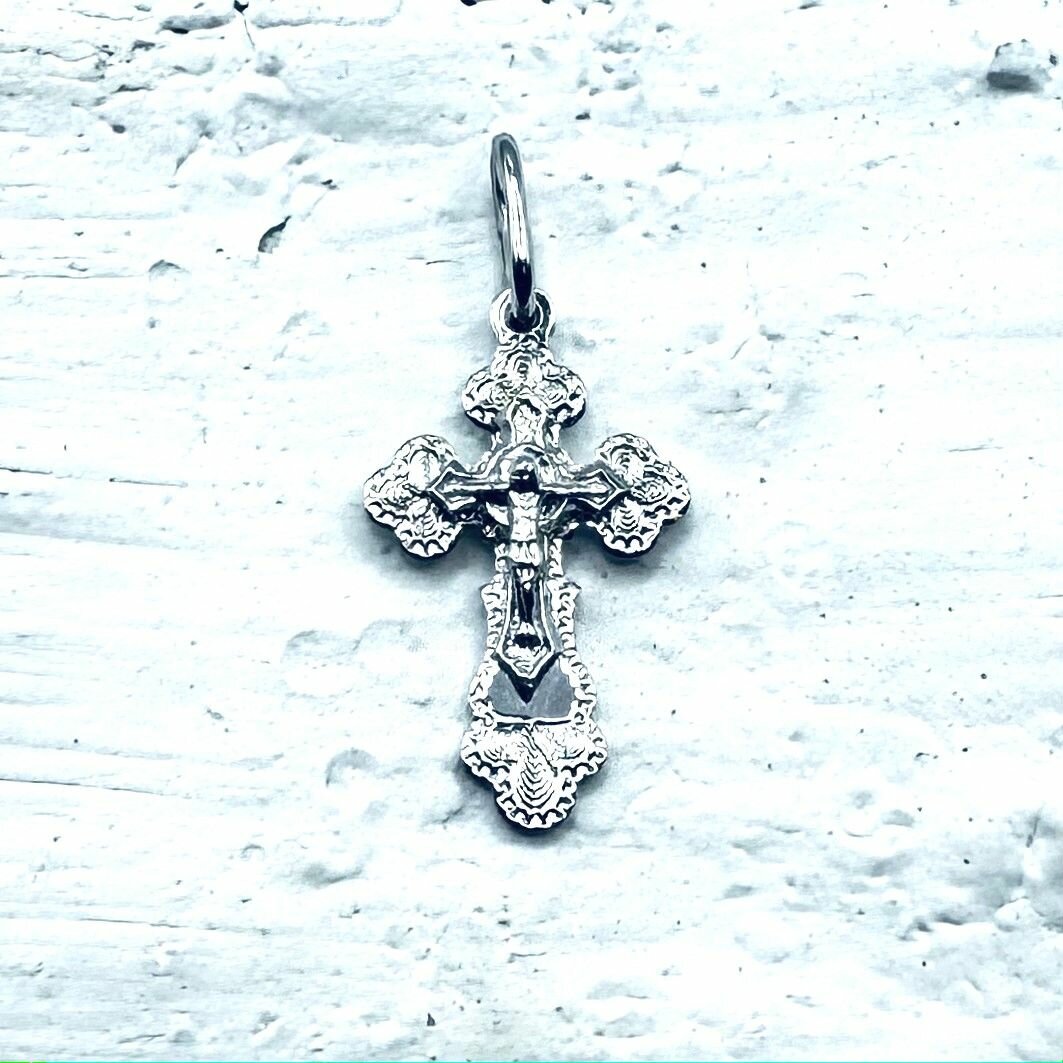 Крестик, серебро, 925 проба, родирование