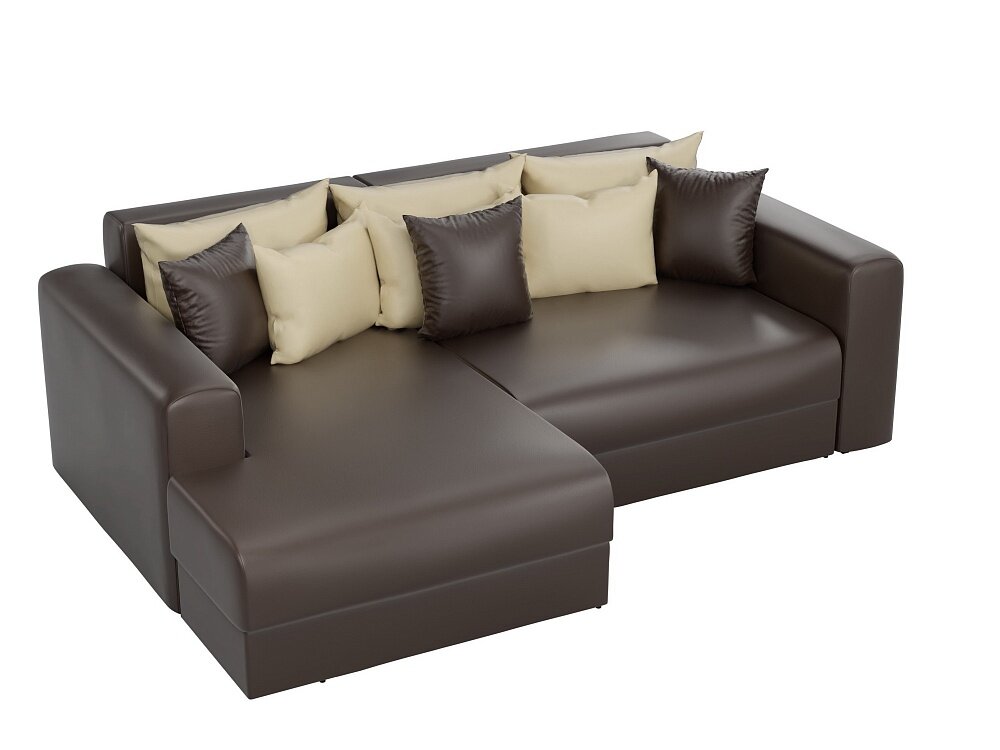 Угловой диван Мэдисон Коричневый Экокожа, еврокнижка, 250х160х77 см, с ящиком для белья