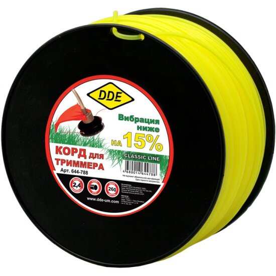 Корд триммерный на катушке Dde "Classic line" 2,4 мм х 260 м, желтый