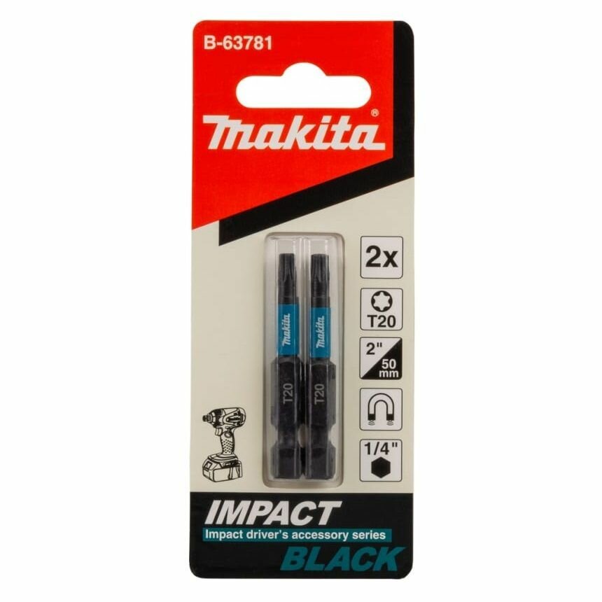 Бита Impact Black T20, 50 мм, E-form (MZ), 2 шт. Makita (B-63781)