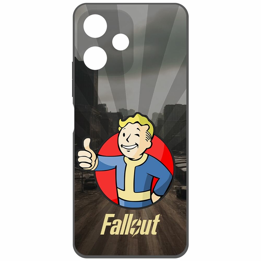 Чехол-накладка Krutoff Soft Case Фоллаут (Fallout) - Волт-бой для Xiaomi Poco M6 Pro 5G черный