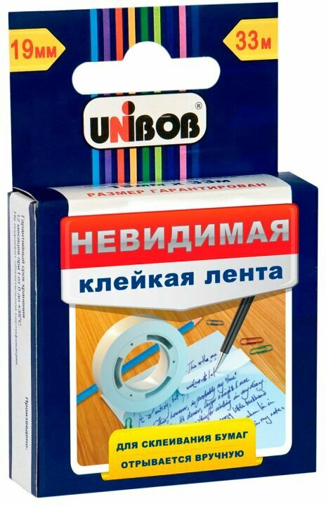 Клейкая лента канцелярская Unibob 51713 шир.19мм дл.33м