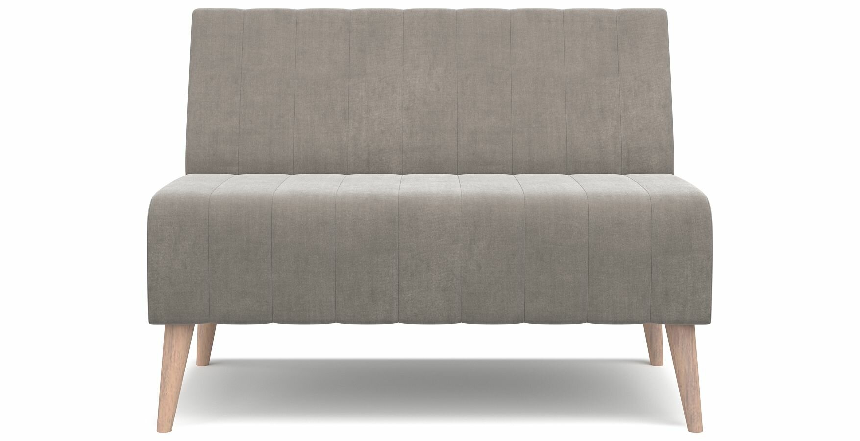 Прямой диван PUSHE Норман без подлокотников, нераскладной, для кухни, прихожей, балкона, детской, светло-серый Velutto 08