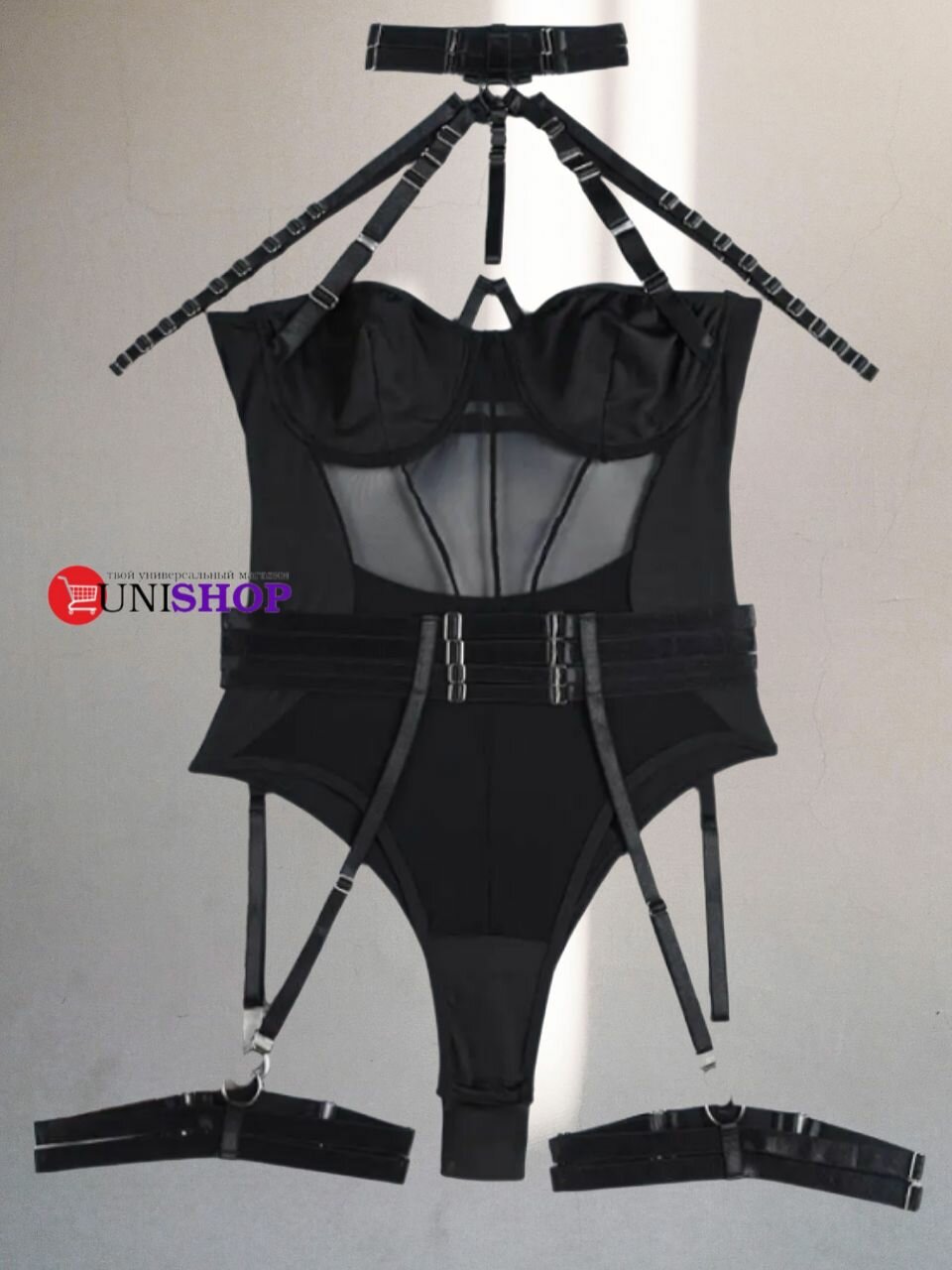 UNI-SHOP Боди эротик женское эротическое белье комплект портупеи