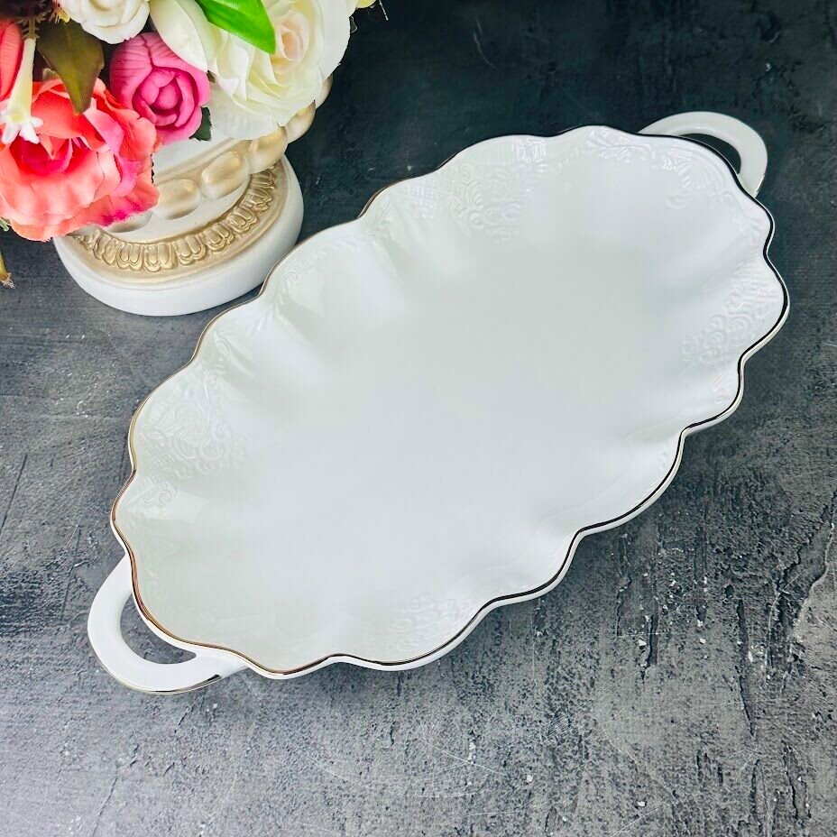 Блюдо 35см с ручками MARIA GOLD Фарфор 1 шт.